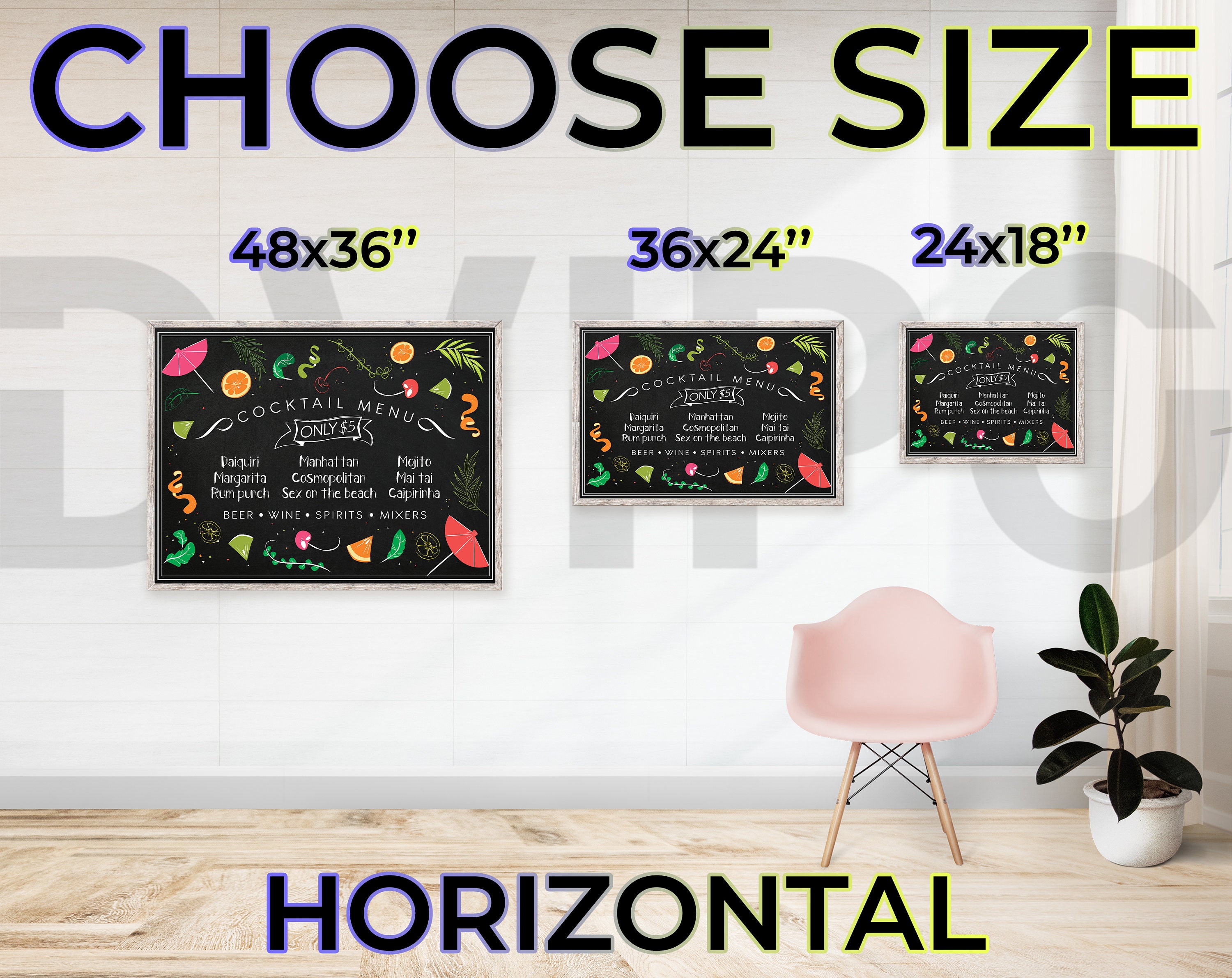 Personalized Coctails Menu Poster, Business Sign, Promotional Banner ...