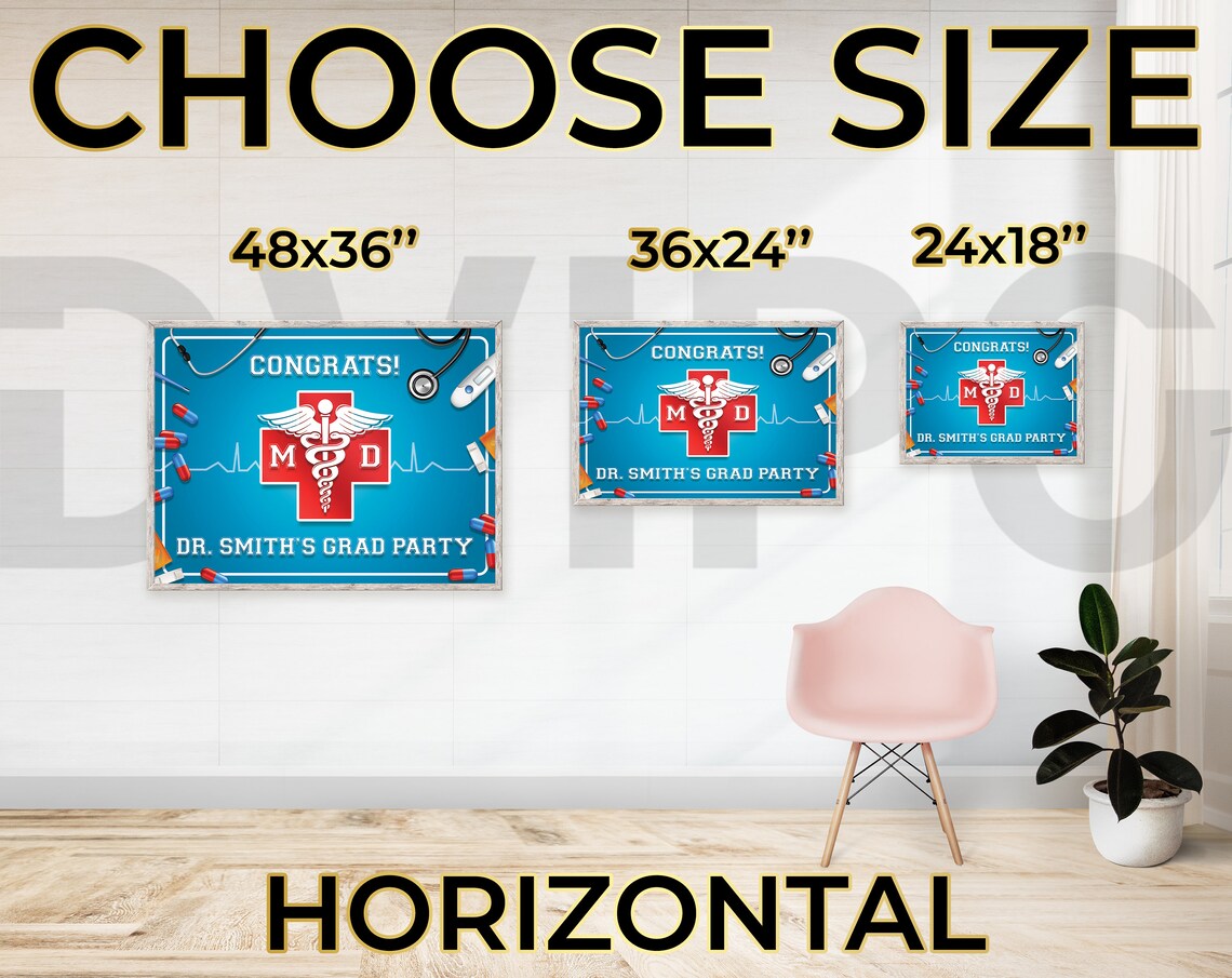 Medical Doctor Graduation Party Poster in Blue Med Student - Etsy