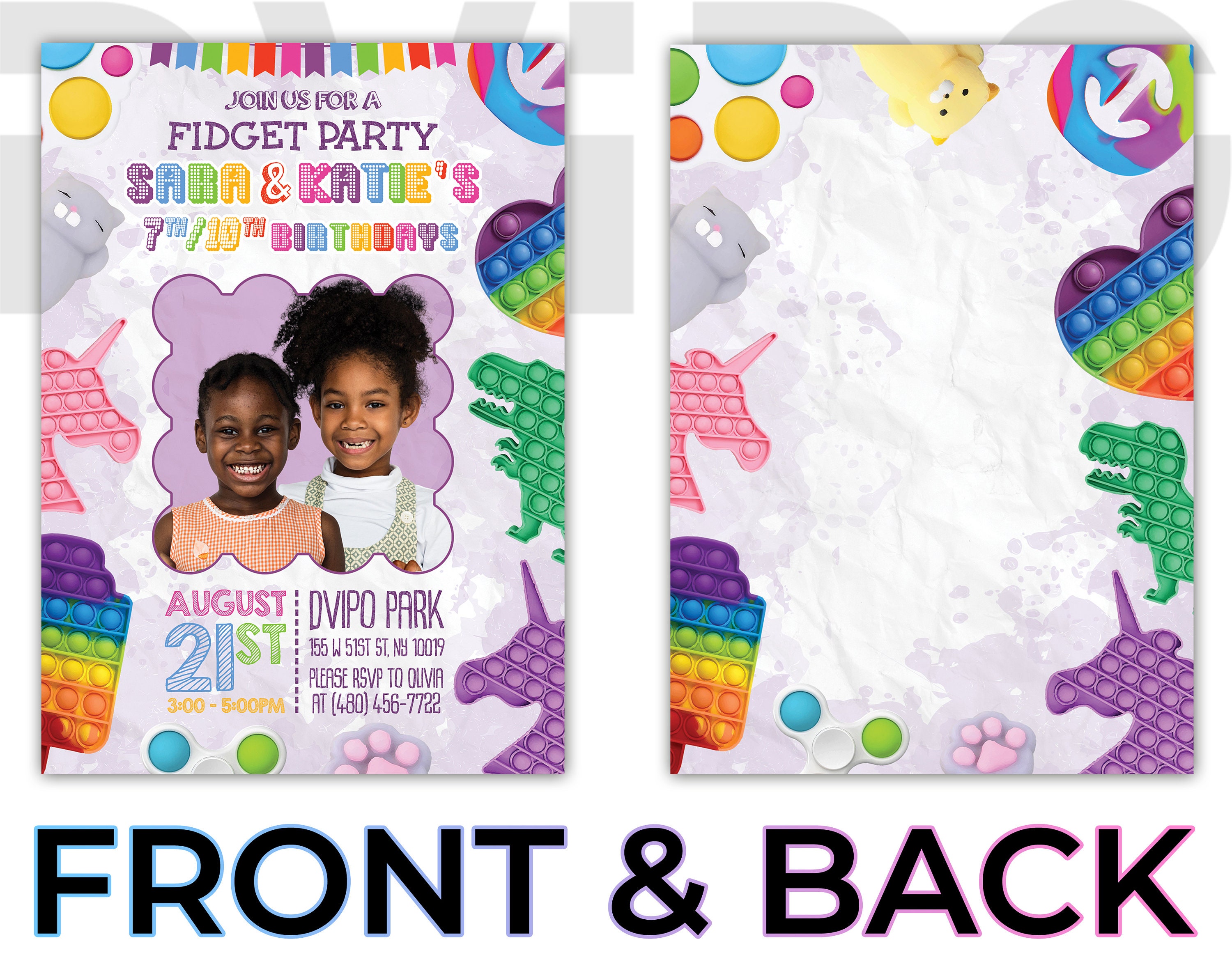 Push Bubble Fidget Toy Birthday Party Add Photo Invitation, Printable ...