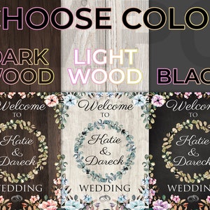 Rustic Personalized Wedding Poster With Floral Wreath, Wooden Wedding ...