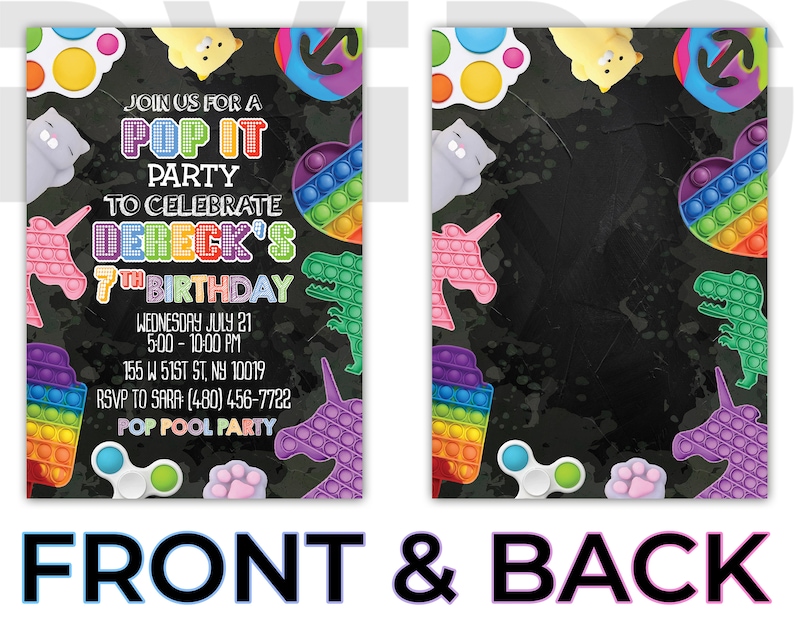 Push Bubble Fidget Toy Birthday Party Persanolized Invitation - Etsy México