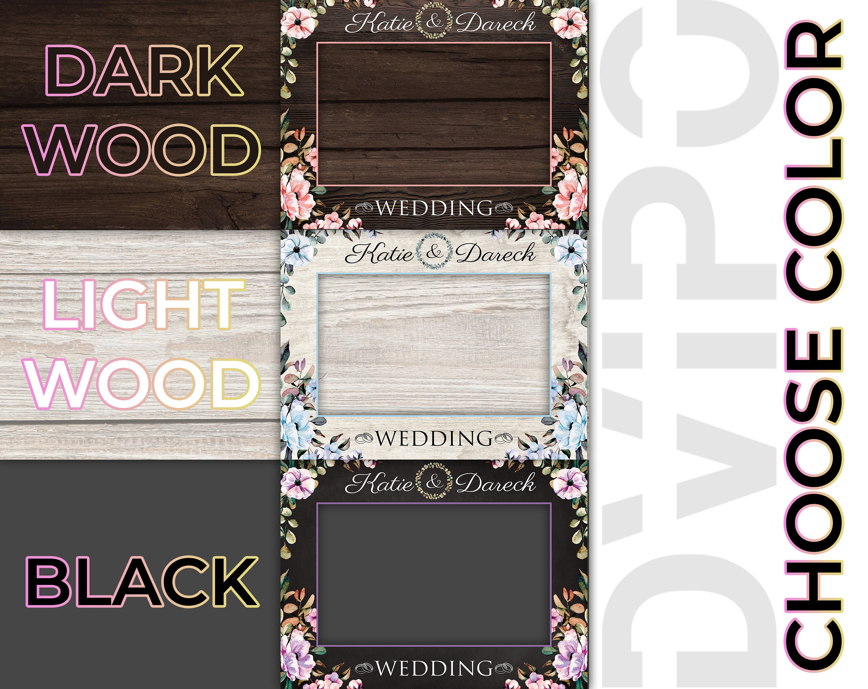 Rustic Personalized Wedding Photo Booth Frame With Floral - Etsy