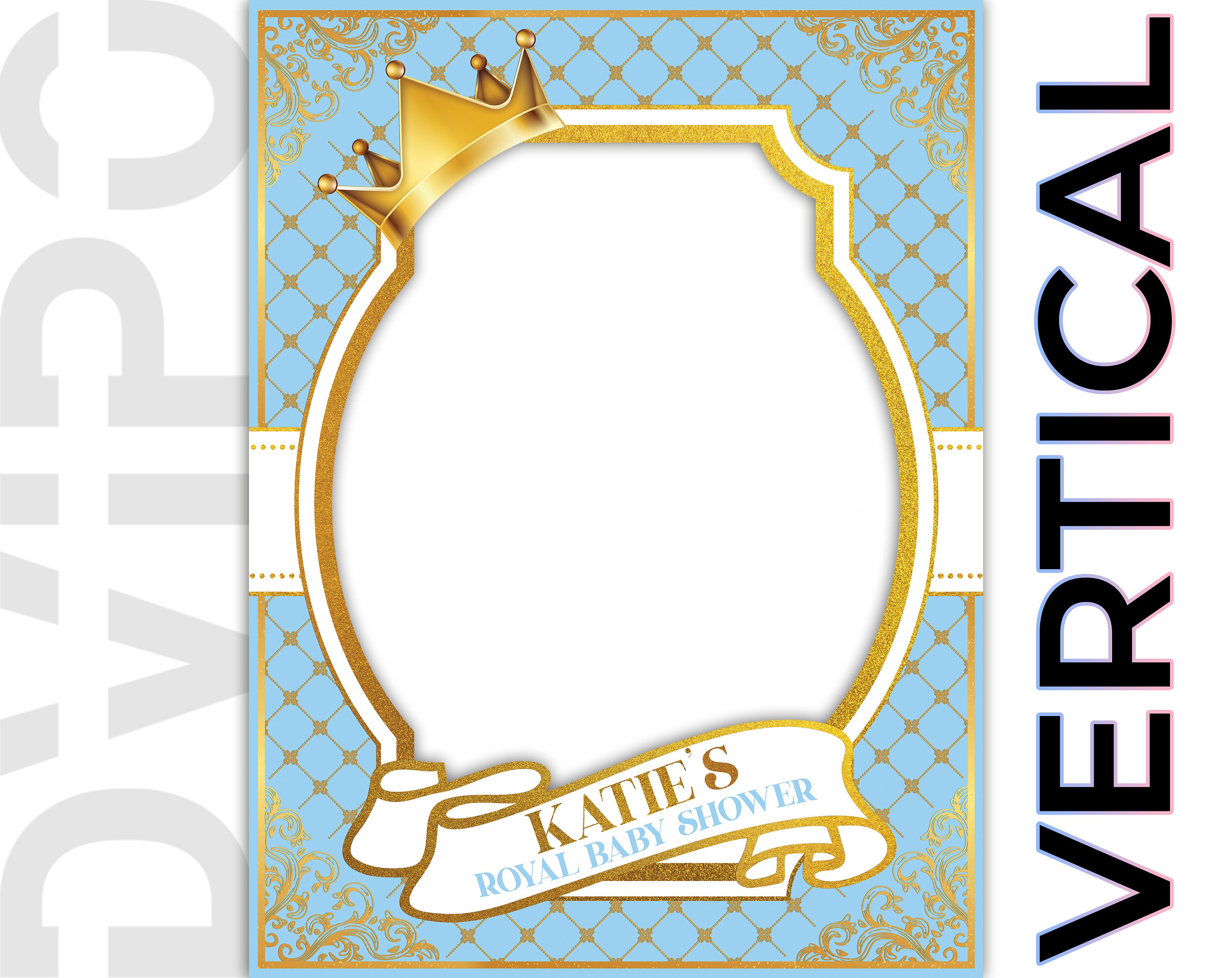 Royal Baby Shower Photo Booth Frame With King Crown in Baby Blue ...