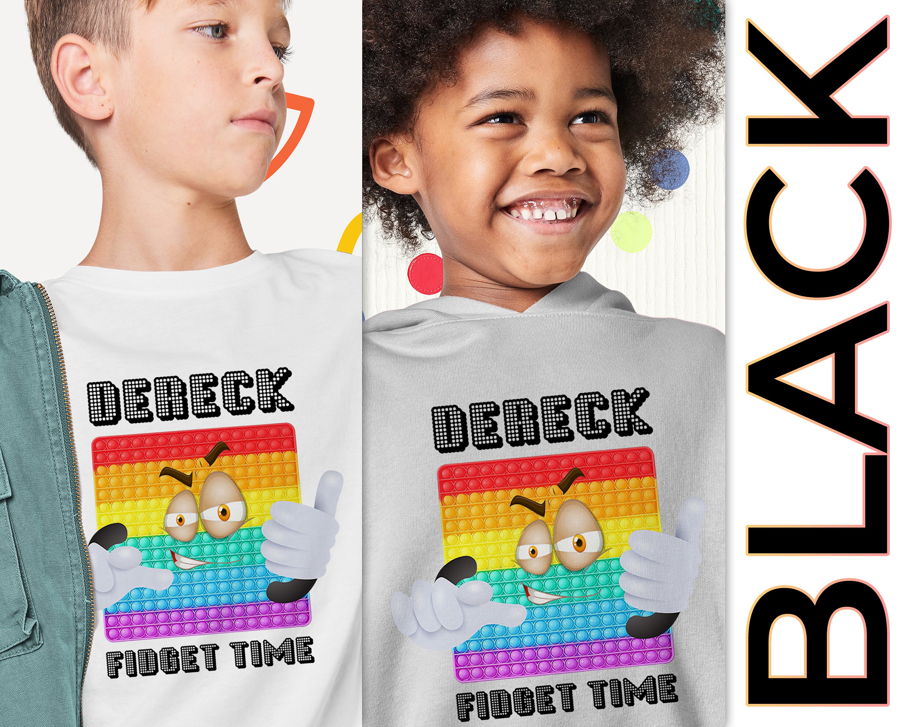 Personalized Fidget Time SVG/PNG Files Cartoon Pop Square - Etsy