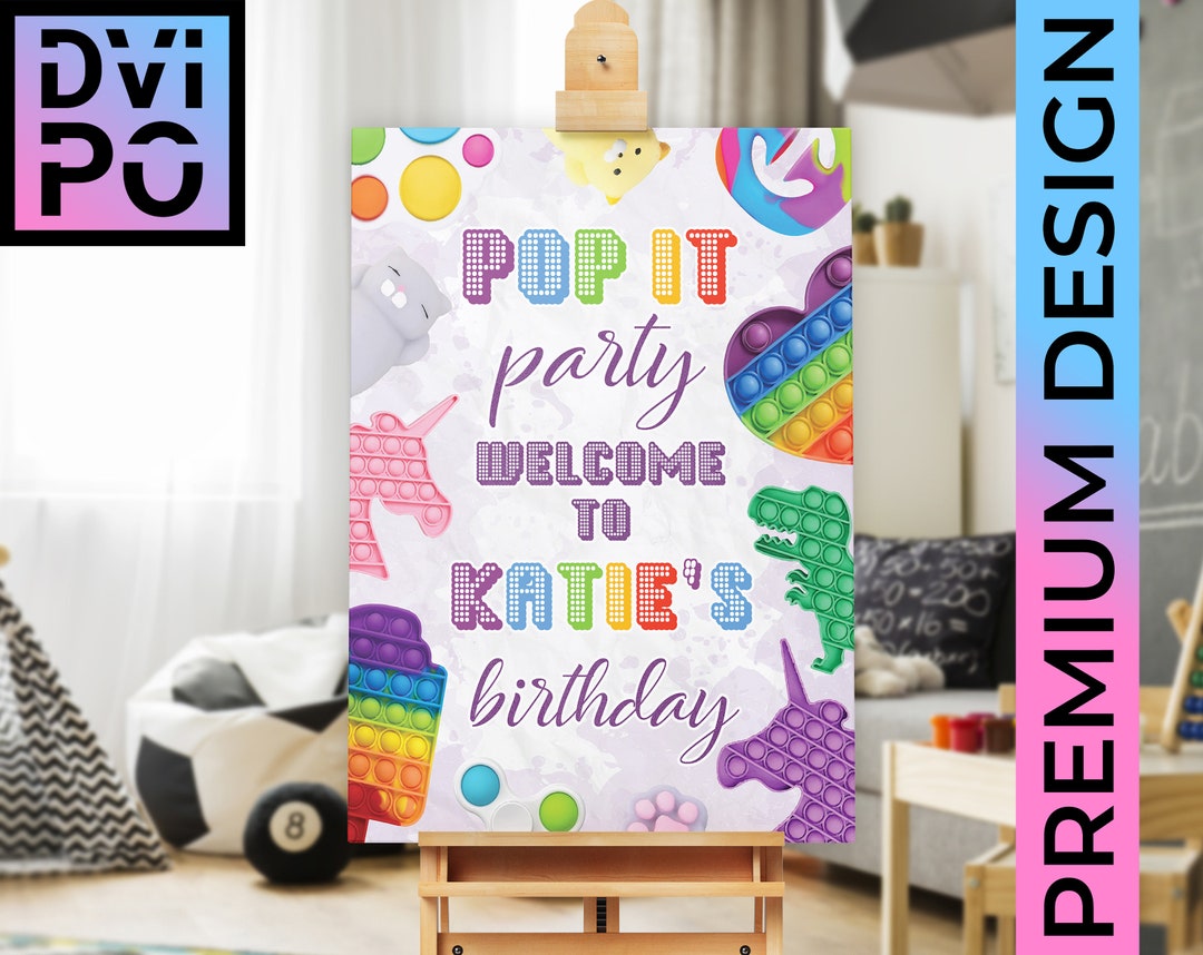 Push Bubble Fidget Toy Birthday Party Poster, I Love Fidget, Simpl ...