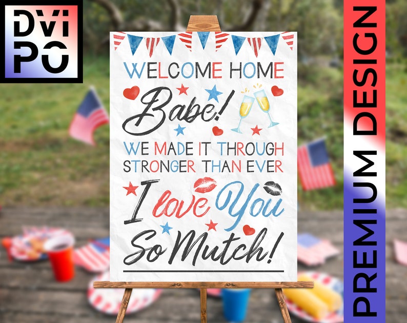 Military Homecoming Welcome Home Poster, Welcome Home Daddy Army Sign ...