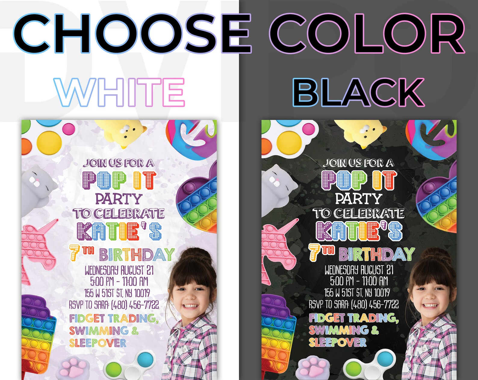 Push Bubble Fidget Toy Birthday Party Add Photo Invitation, Simpl ...