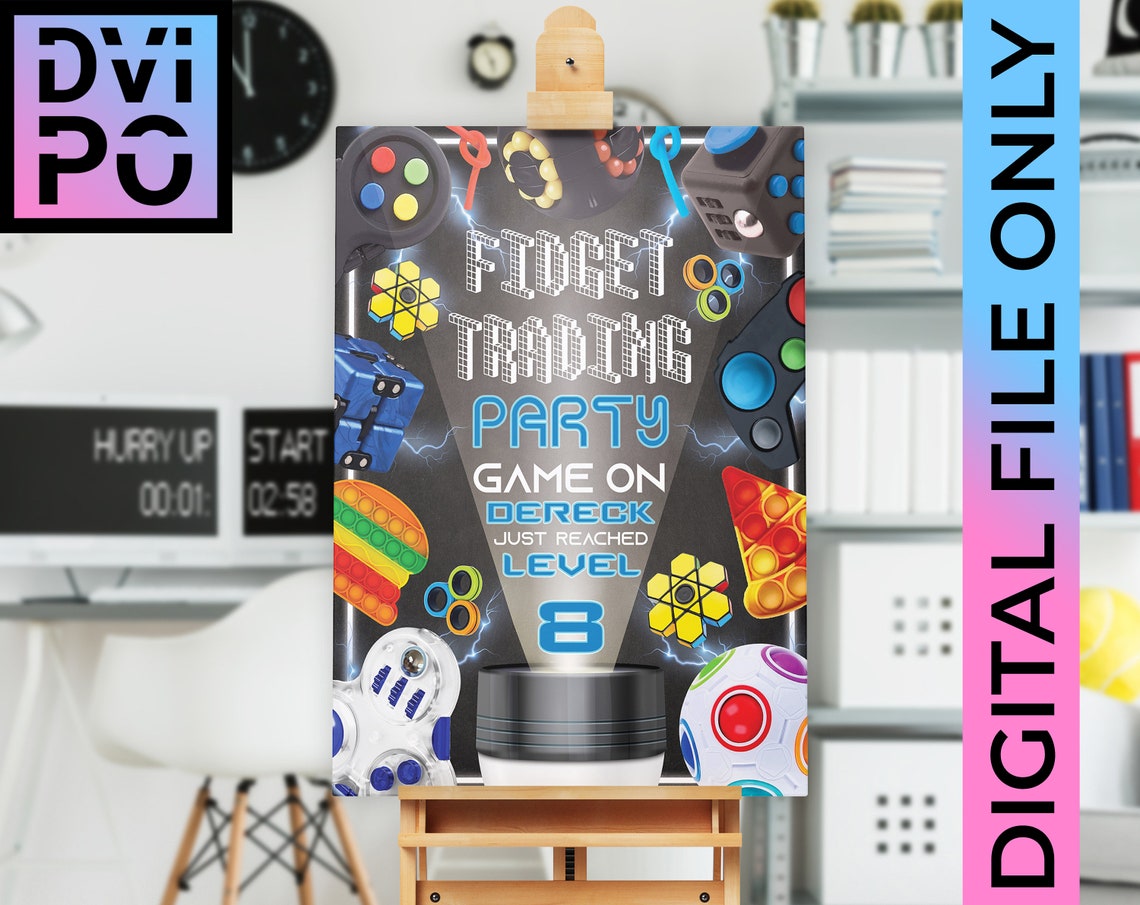 Fidget Trading Birthday Party Poster Pop It Bubble Fidget | Etsy