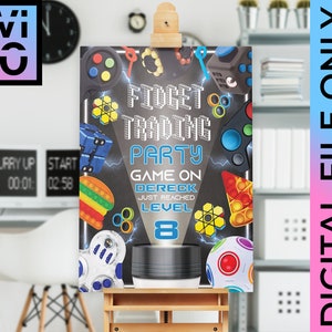 Fidget Trading Birthday Party Poster, Pop Bubble Fidget Toy, Infinity ...