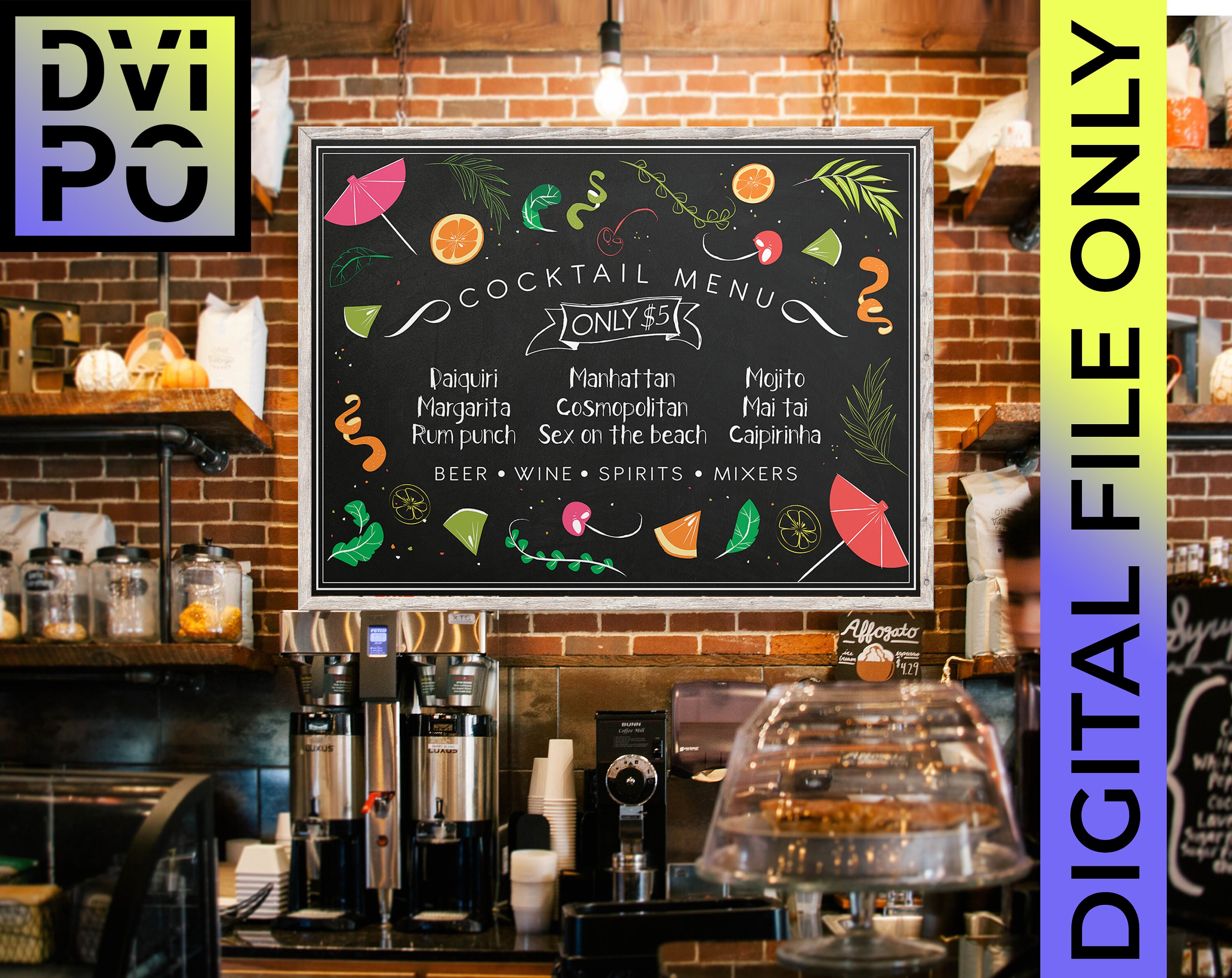 Personalized Coctails Menu Poster, Business Sign, Promotional Banner ...