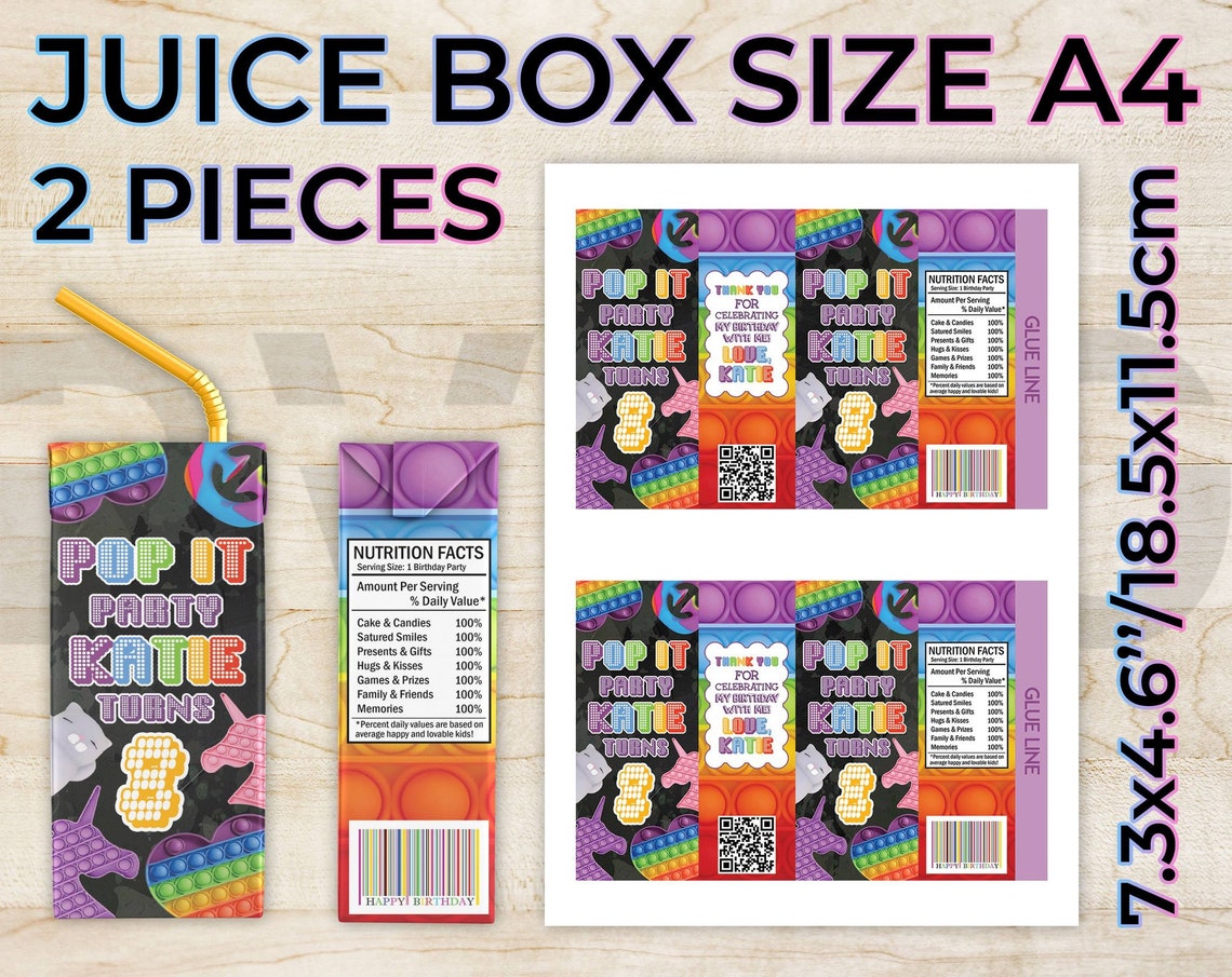 Fidget Pop Juice Pouch Labels Juice Paper Box Label Pop - Etsy Australia