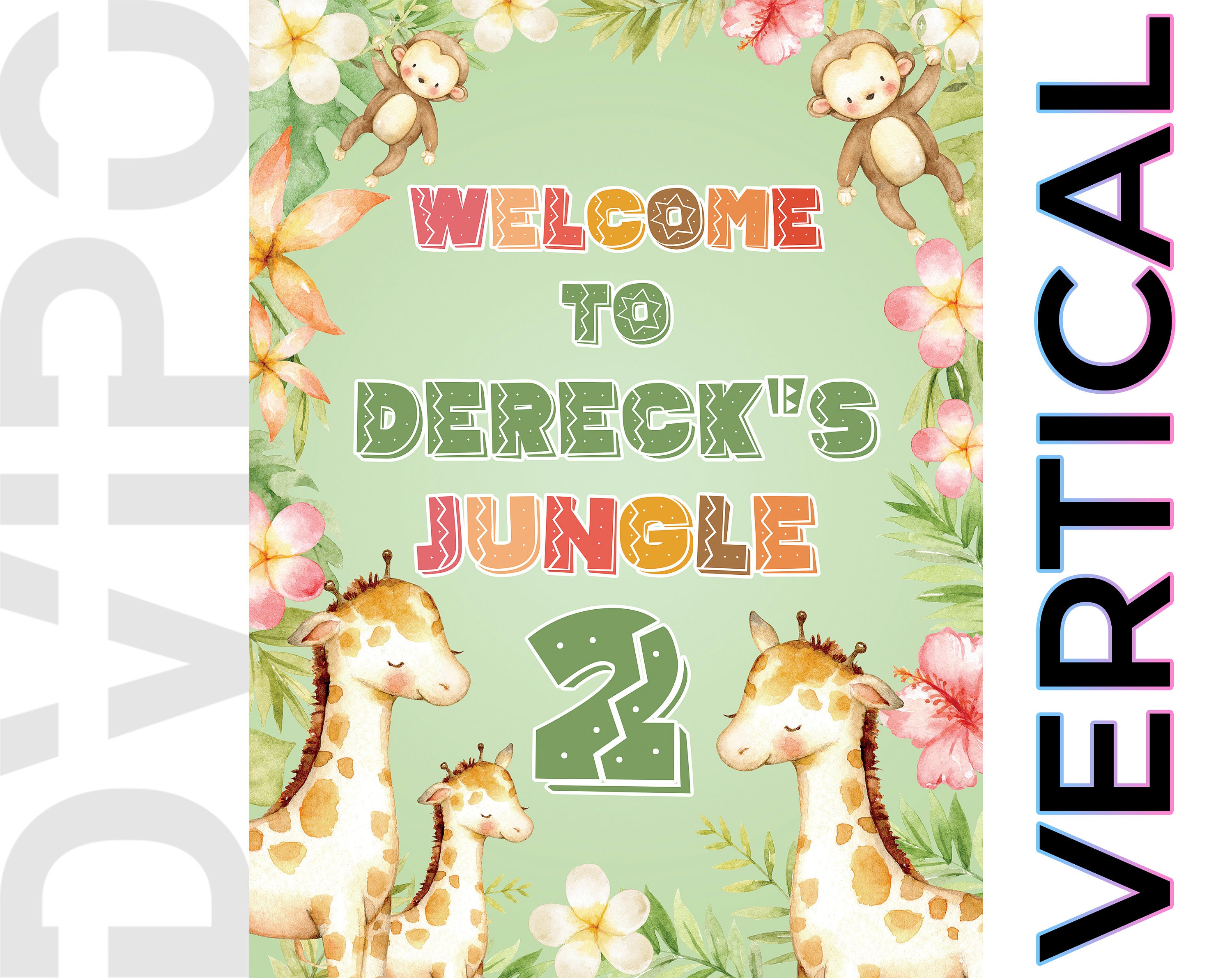 Safari Jungle Birthday Party Poster With Animals in Pink and - Etsy