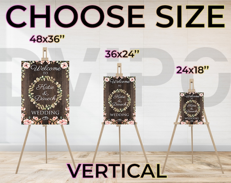 Rustic Personalized Wedding Poster With Floral Wreath Wooden - Etsy