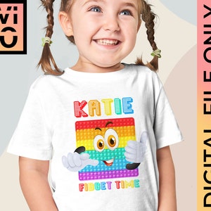 Personalized Fidget Time SVG/PNG Files, Cartoon Pop Square, Bubble ...