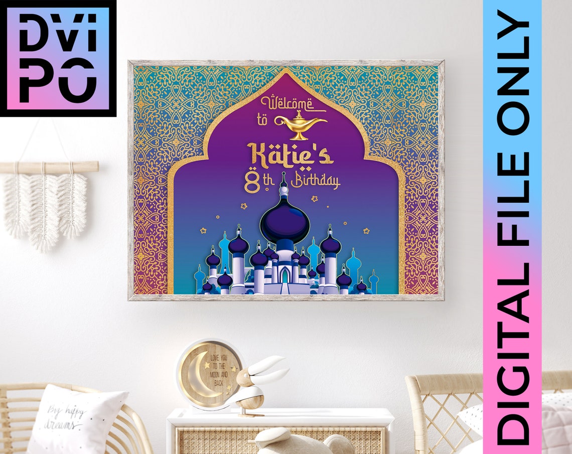 Arabian Magic Nights Birthday Poster With Castle Magic Lamp - Etsy