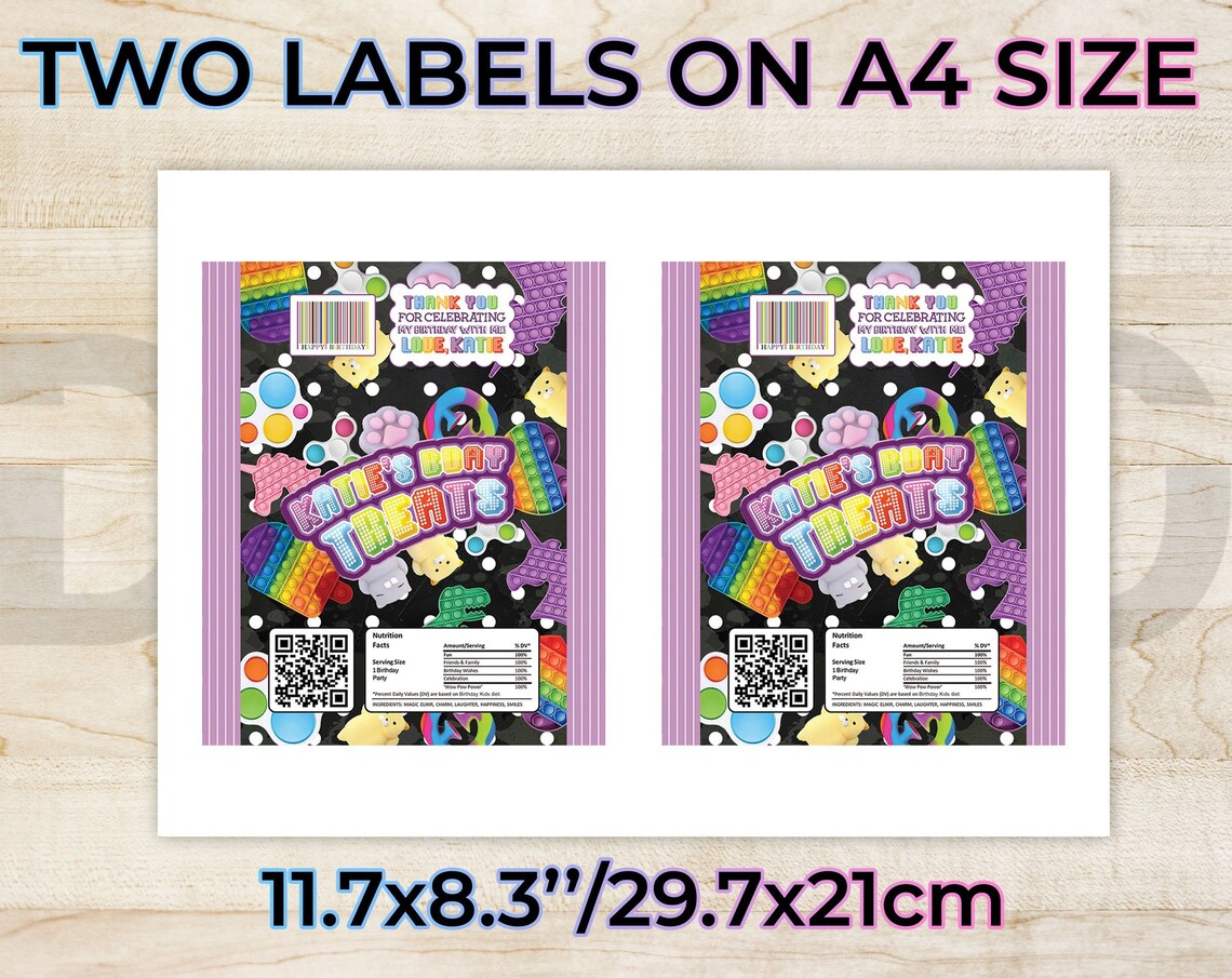 Push Bubble Fidget Rice Treats Label for Pop Birthday | Etsy