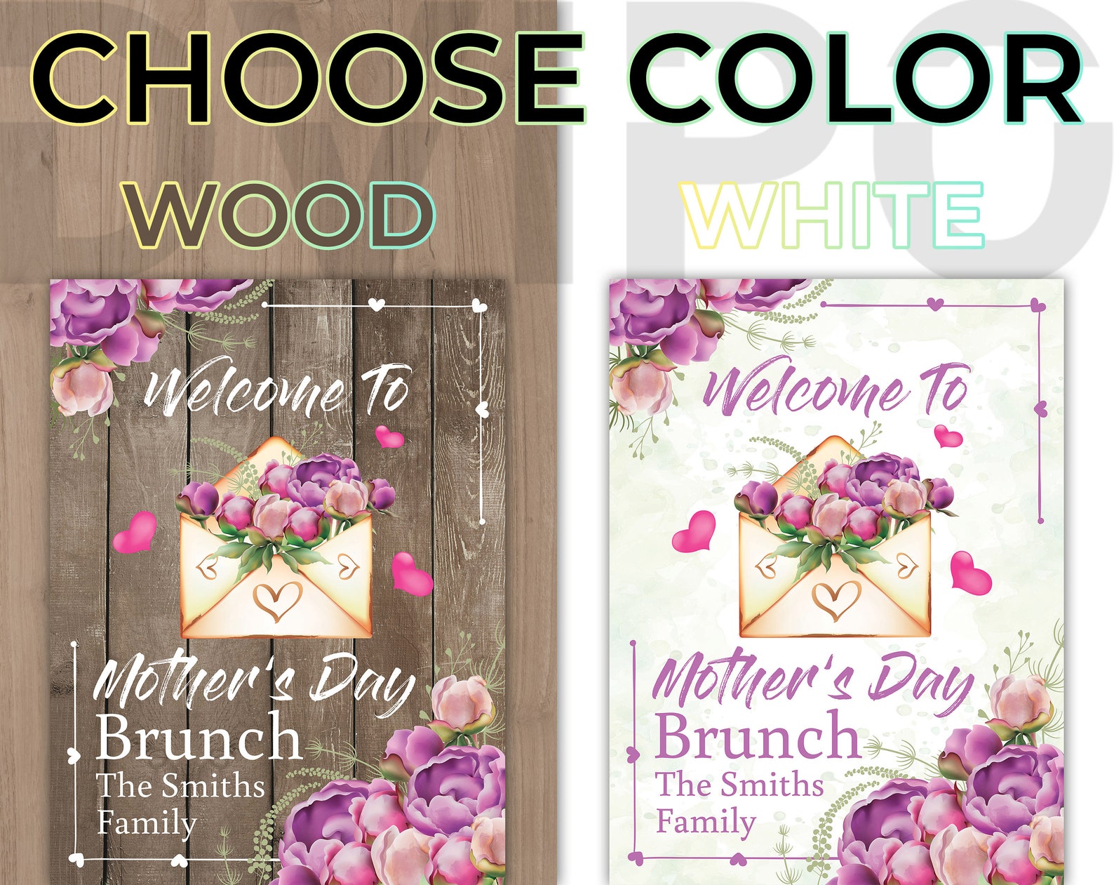 Mother’s Day Welcome Sign, Rustic Floral Mom Party Poster, Family ...