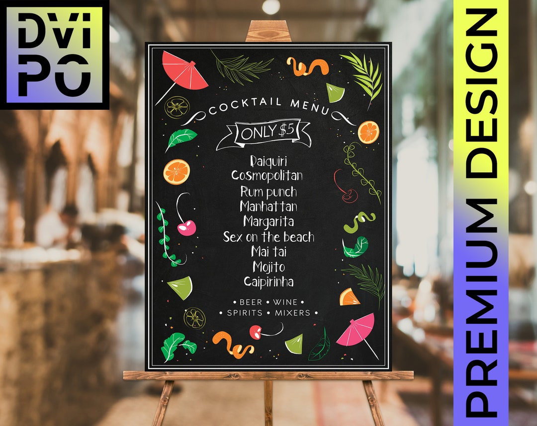 Personalized Coctails Menu Poster, Business Sign, Promotional Banner ...