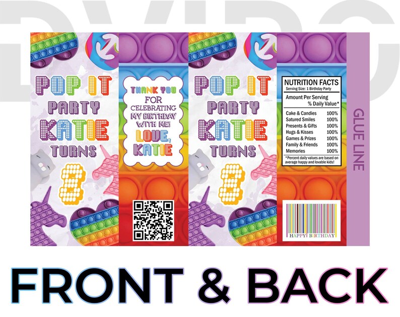 Fidget Pop Juice Pouch Labels, Juice Paper Box Label, Pop Party ...