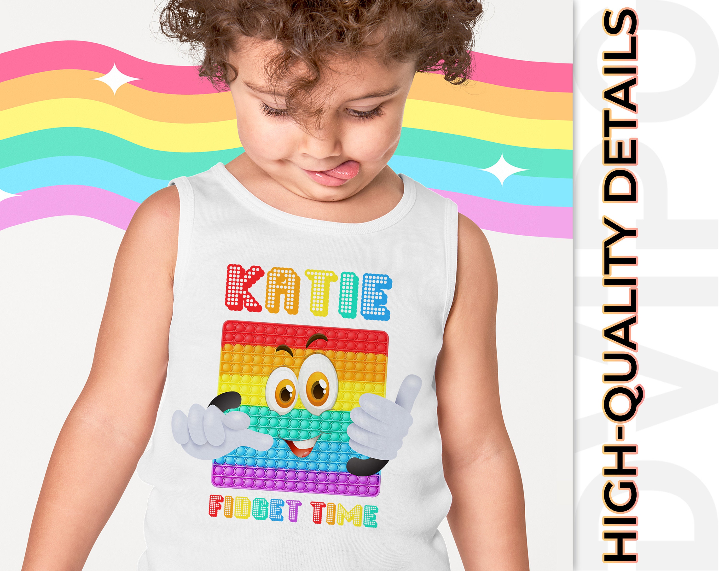 Personalized Fidget Time SVG/PNG Files Cartoon Pop Square - Etsy