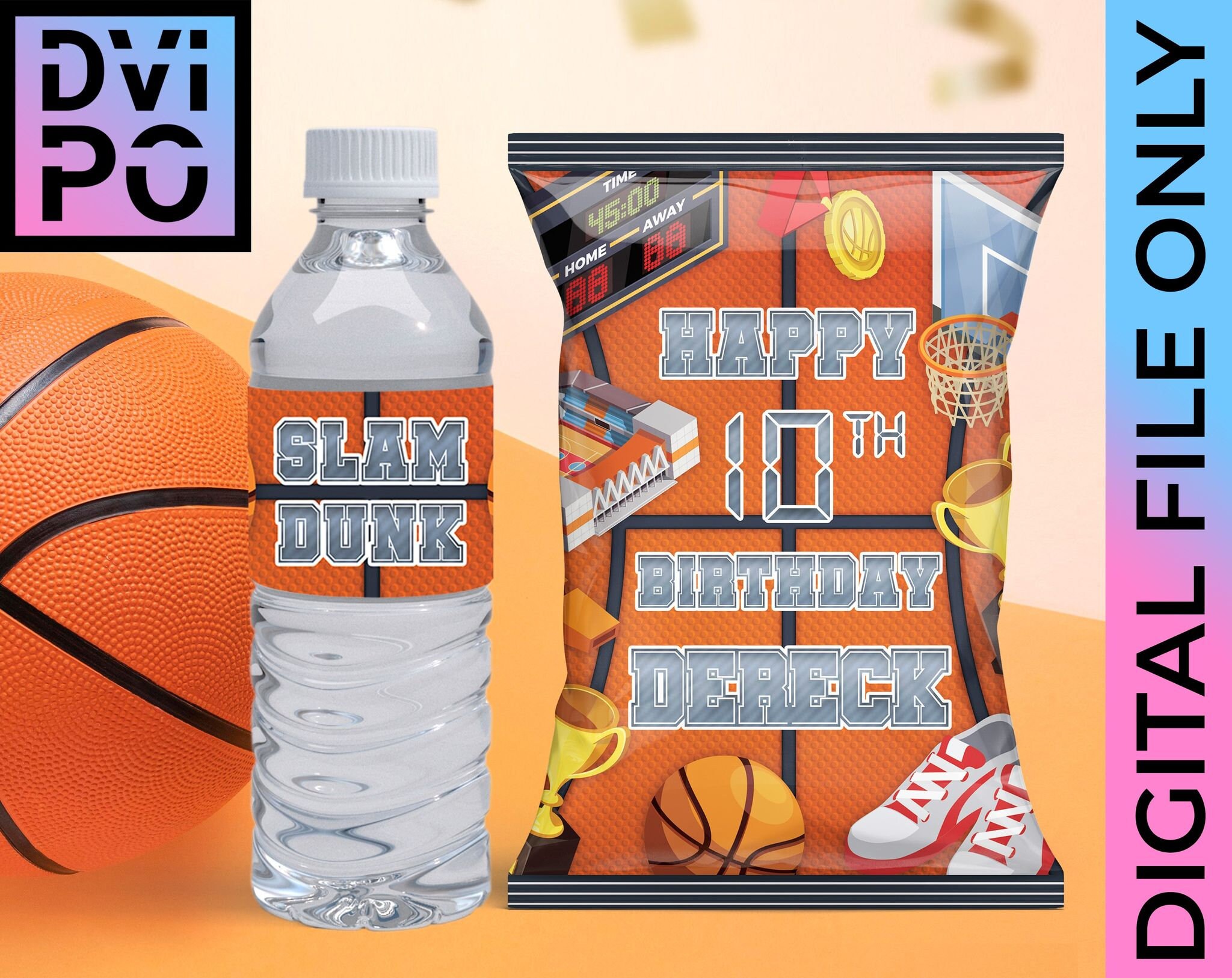 Slam Dunk Birthday Party Chips Bag, Custom Basketball Fun Treat Bag ...