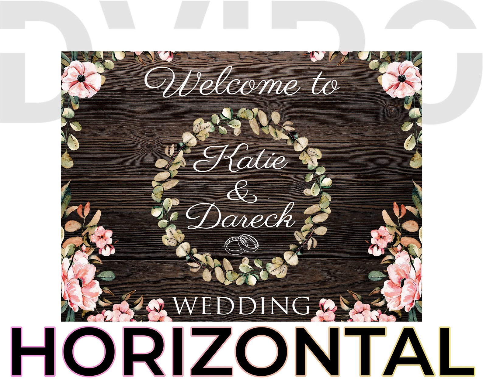 Rustic Personalized Wedding Poster With Floral Wreath Wooden - Etsy