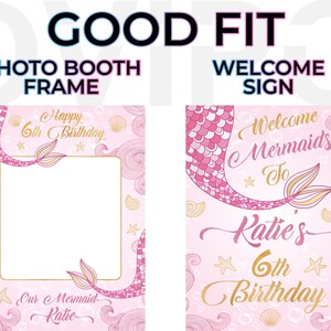 Mermaids Theme Kids Birthday Photo Booth Frame in Pink and Blue, Under ...