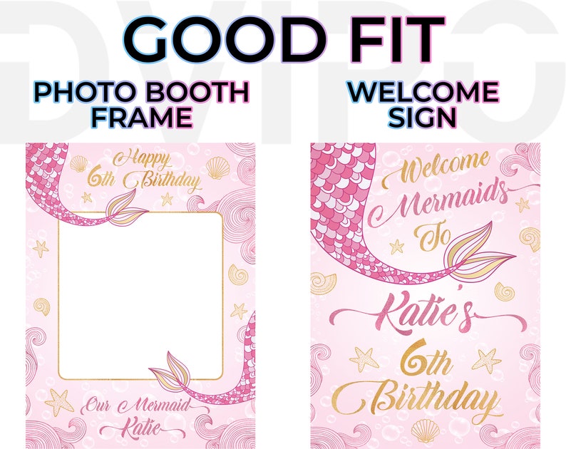 Mermaids Theme Kids Birthday Photo Booth Frame in Pink and Blue, Under ...