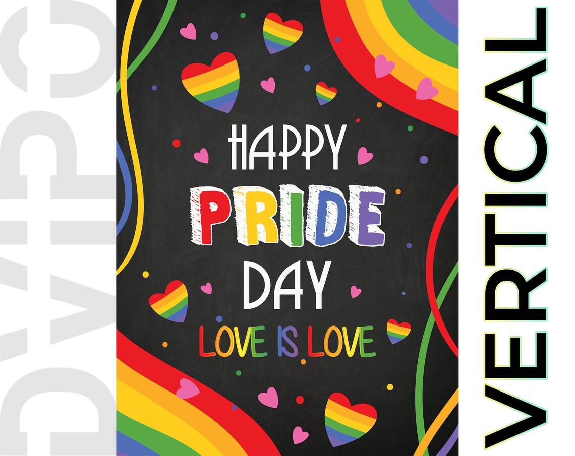 Happy LGBTQ Pride Day Celebration Poster With Rainbow Ribbon | Etsy