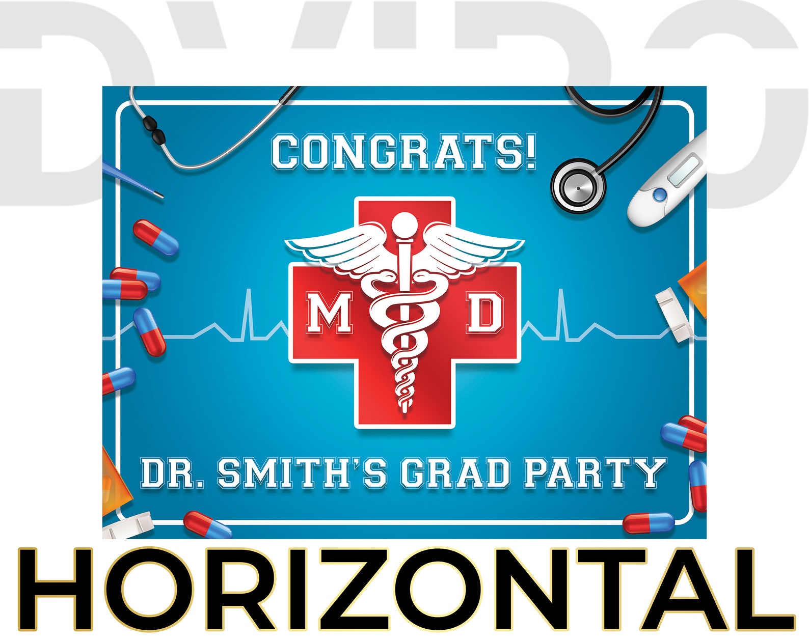 Medical Doctor Graduation Party Poster in Blue Med Student - Etsy