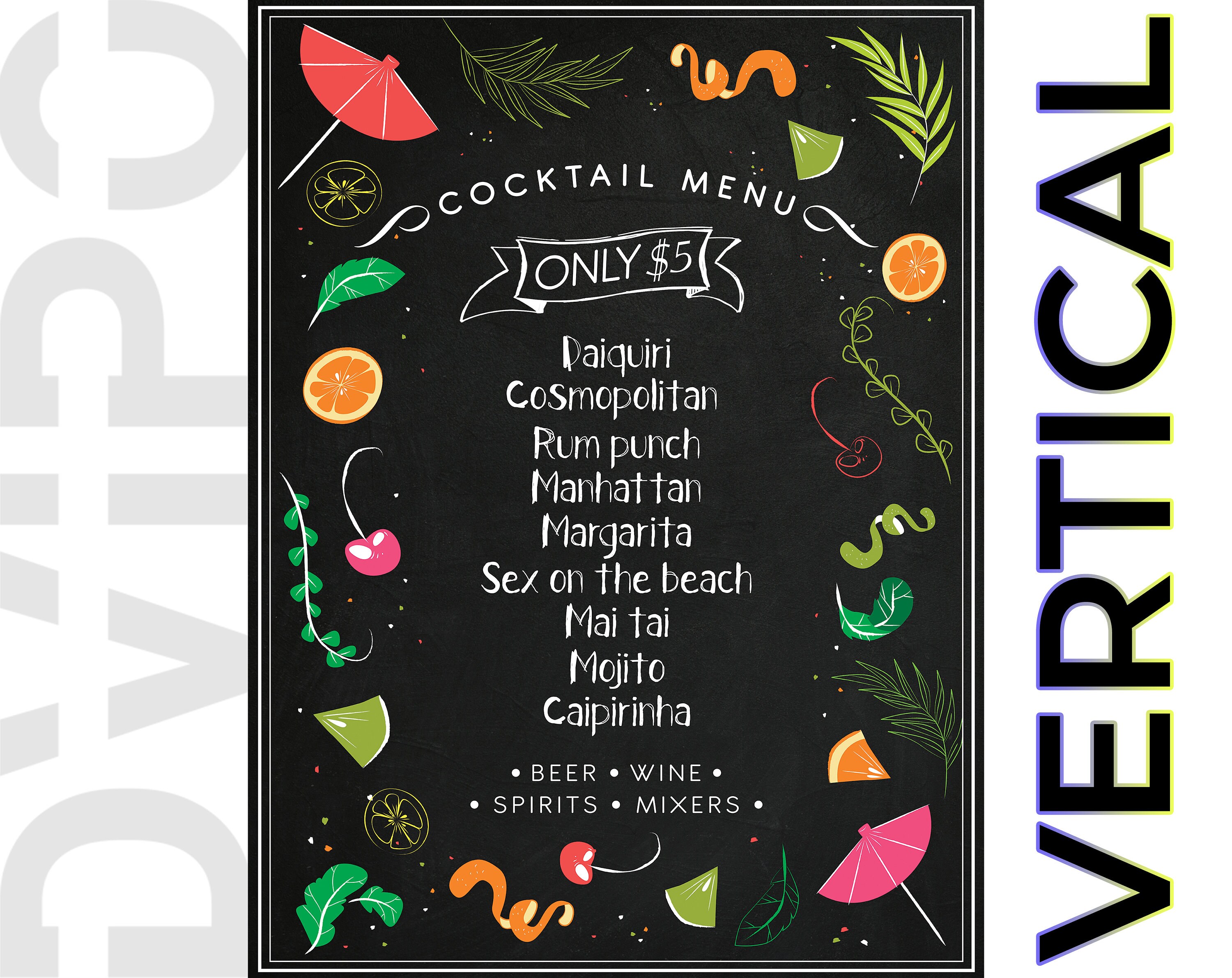 Personalized Coctails Menu Poster, Business Sign, Promotional Banner ...