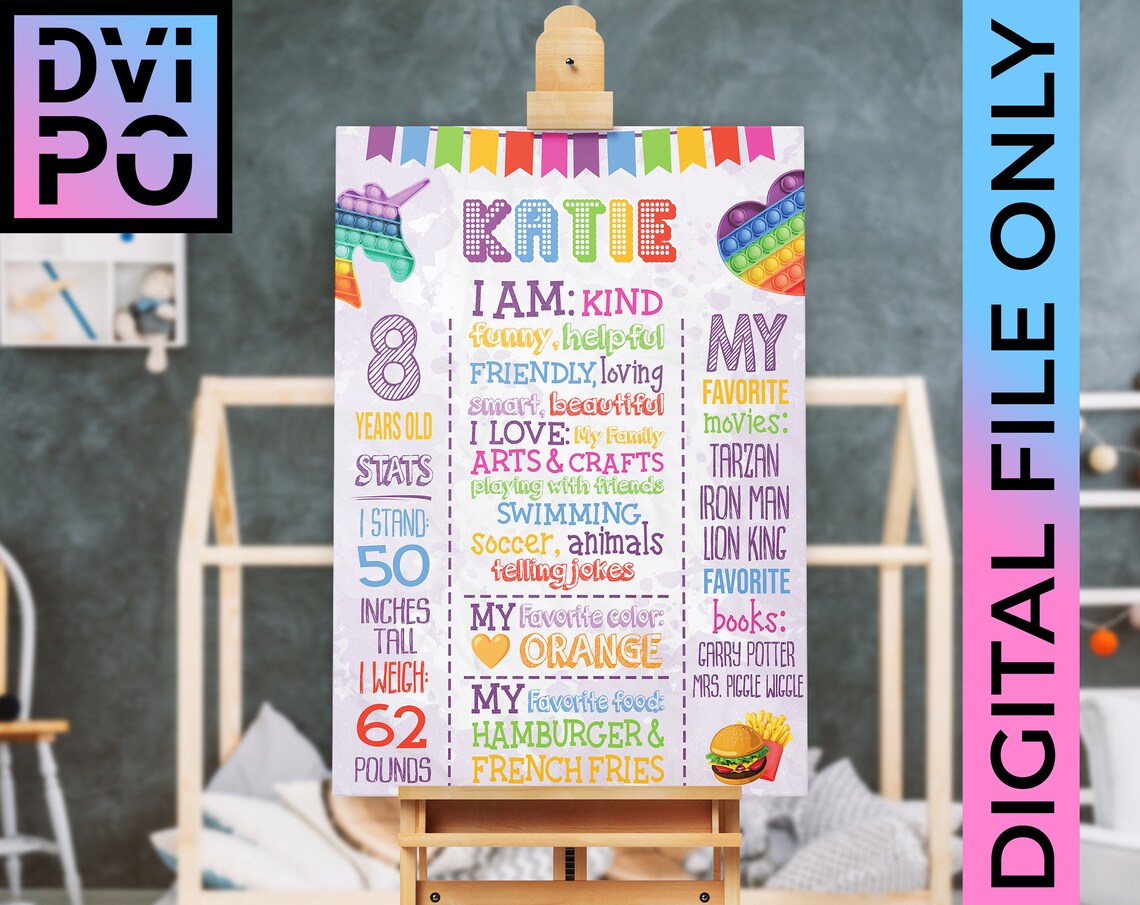 Push Bubble Fidget Toy Birthday Party Chalkboard Poster I | Etsy
