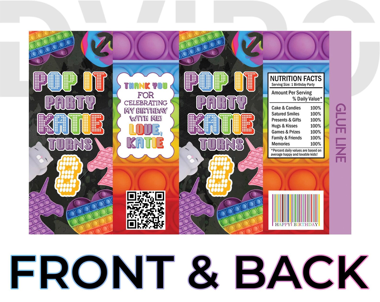 Fidget Pop Juice Pouch Labels, Juice Paper Box Label, Pop Party ...