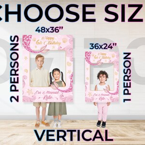 Mermaids Theme Kids Birthday Photo Booth Frame in Pink and Blue, Under ...