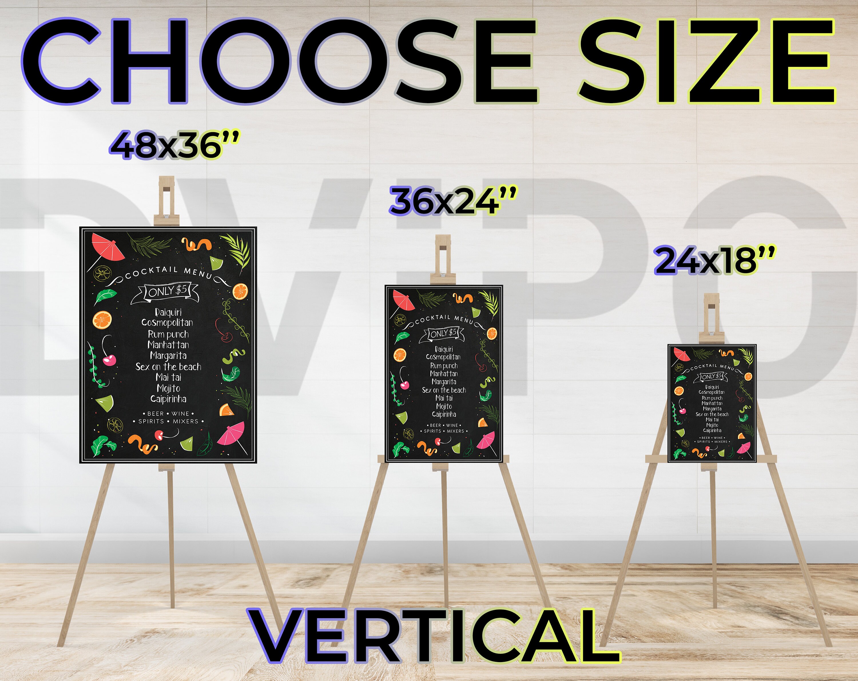 Personalized Coctails Menu Poster, Business Sign, Promotional Banner ...