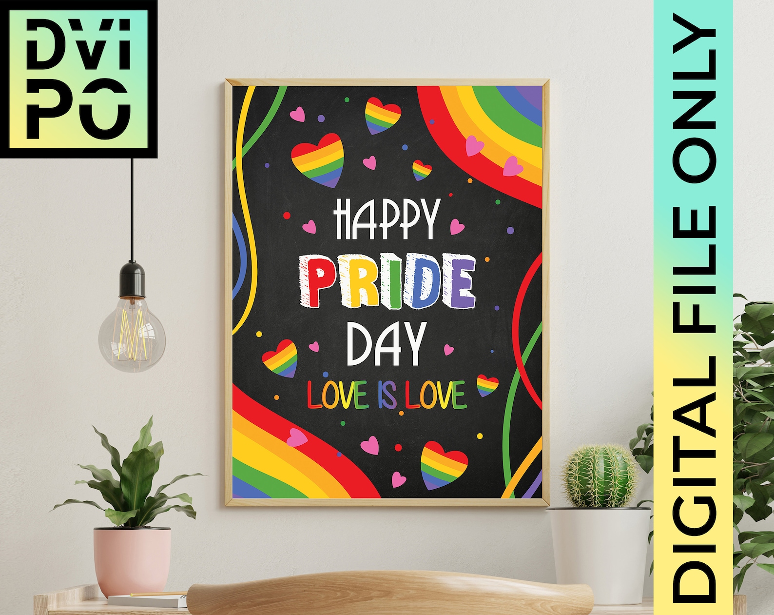 Happy LGBTQ Pride Day Celebration Poster With Rainbow Ribbon, Love is ...