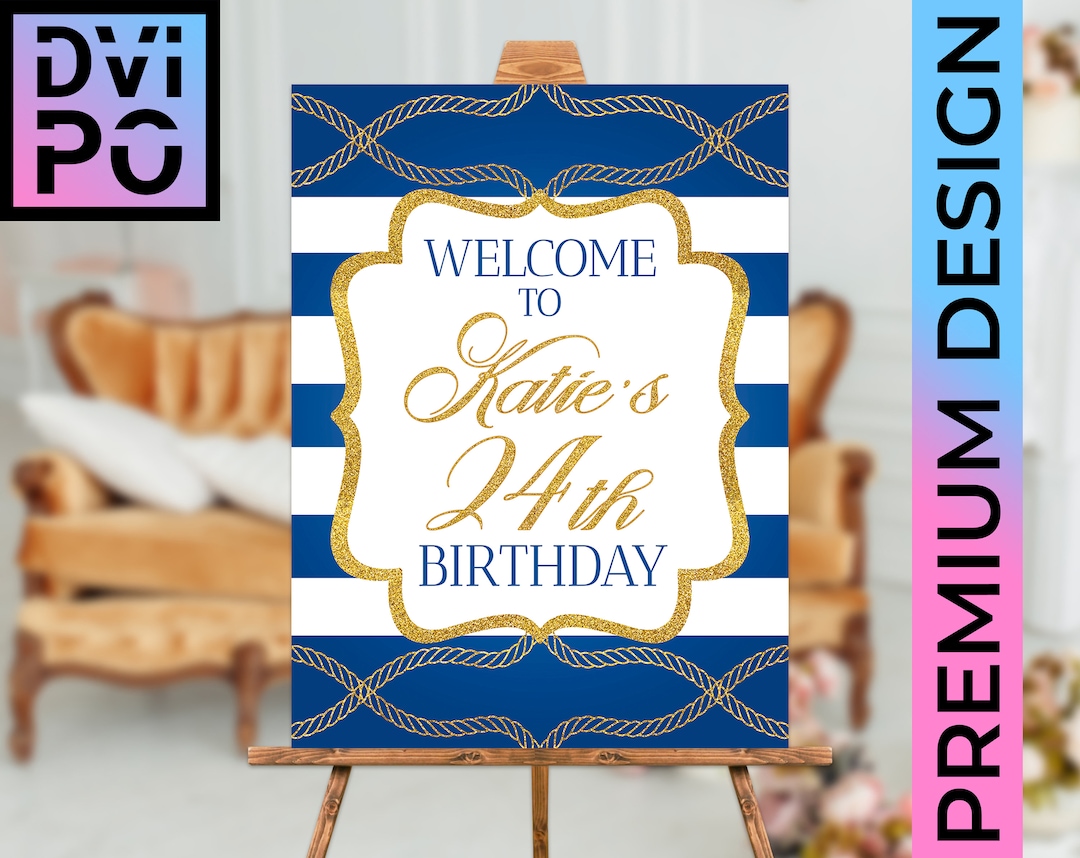 Nautical Sailor Theme Birthday Party Poster, Nautical Rope Sign, Under ...