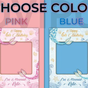 Mermaids Theme Kids Birthday Photo Booth Frame in Pink and Blue, Under ...