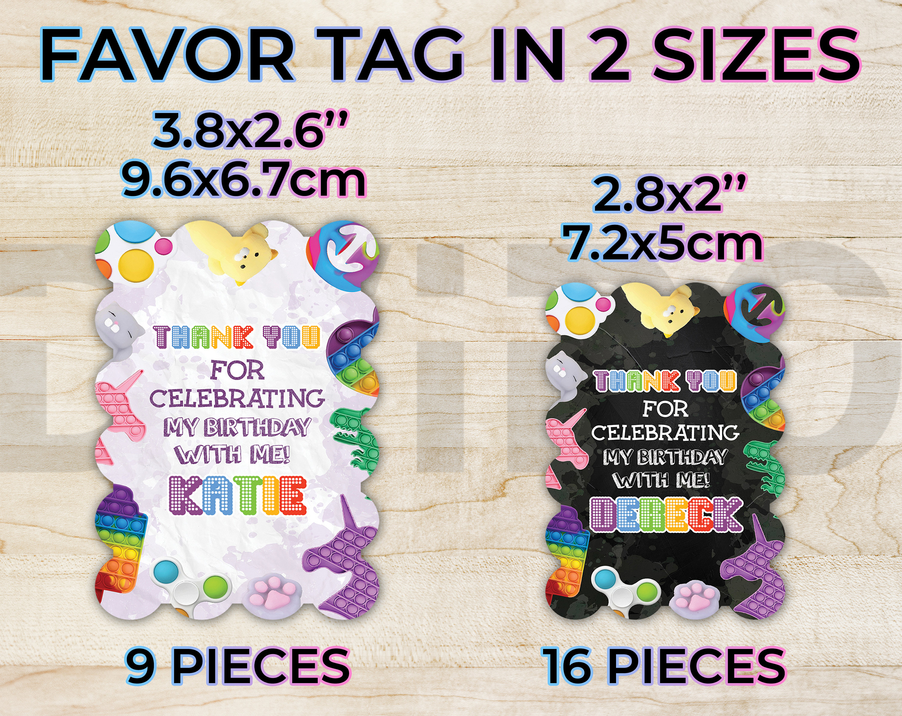 Push Bubble Fidget Toy Birthday Party Persanolized Thank You Card ...