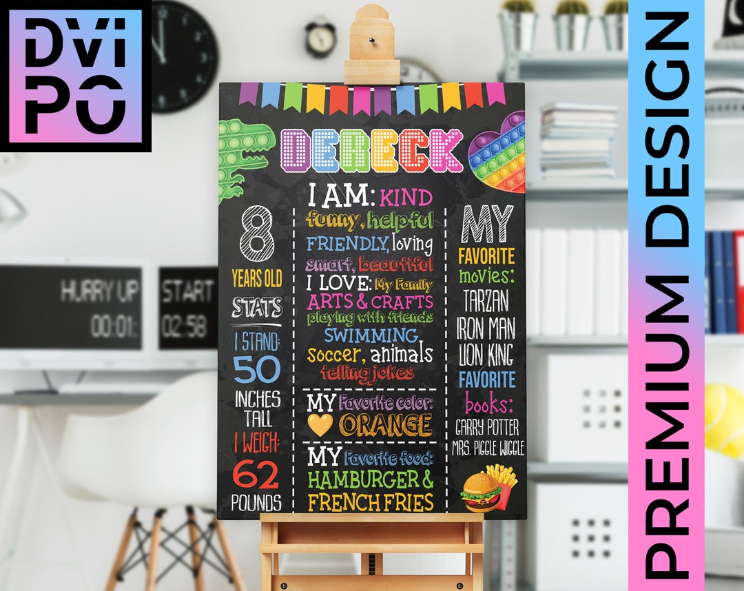 Push Bubble Fidget Toy Birthday Party Chalkboard Poster, I Love Fidget ...