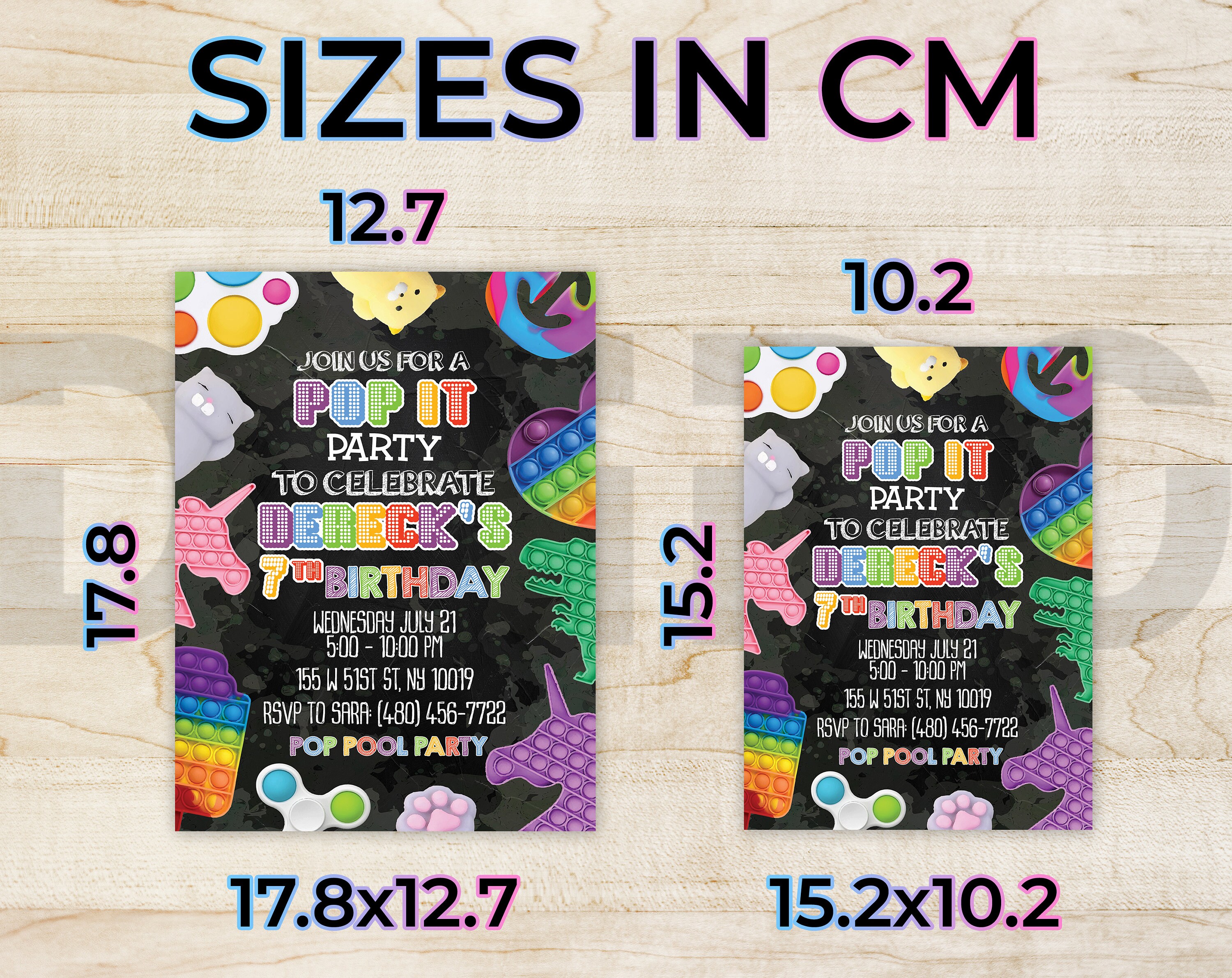 Push Bubble Fidget Toy Birthday Party Personalised Invitation, Simpl ...