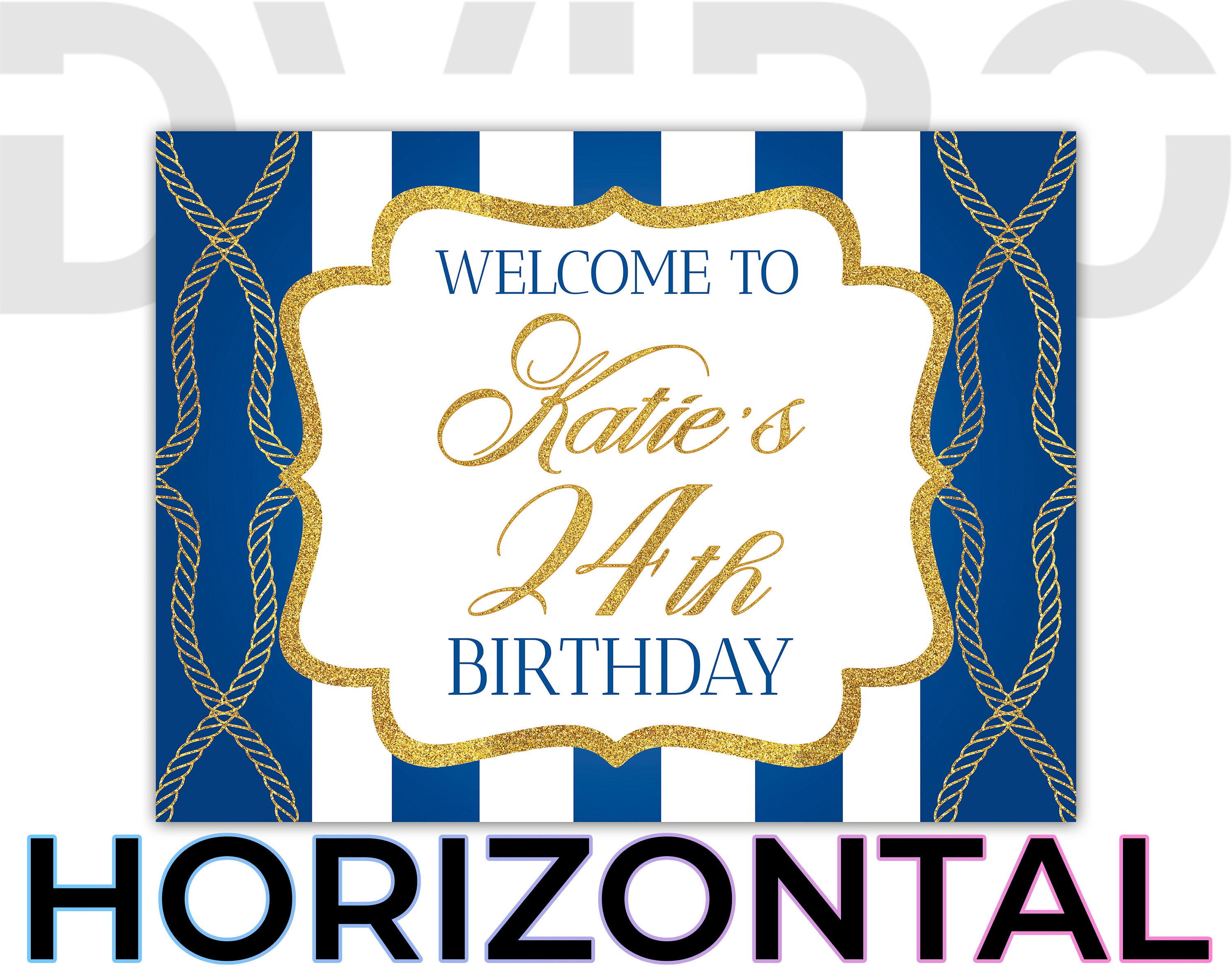 Nautical Sailor theme Birthday Party Poster Nautical Rope | Etsy