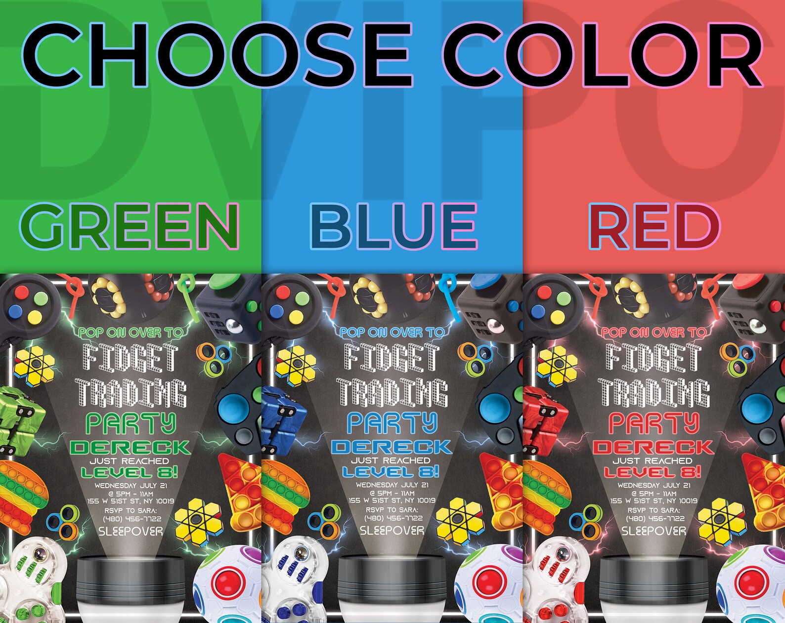 Fidget Trading Birthday Party Invitation, Push Bubble Fidget Toy ...