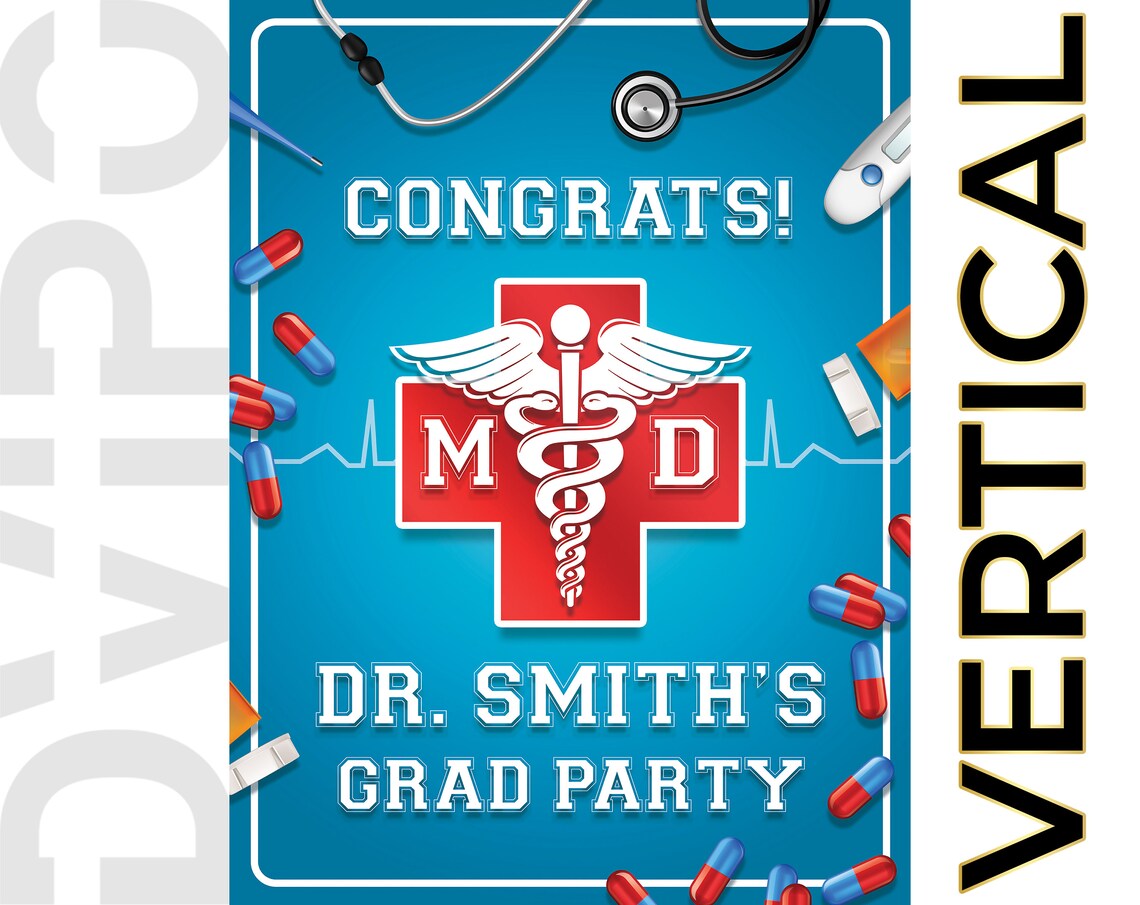Medical Doctor Graduation Party Poster in Blue Med Student - Etsy