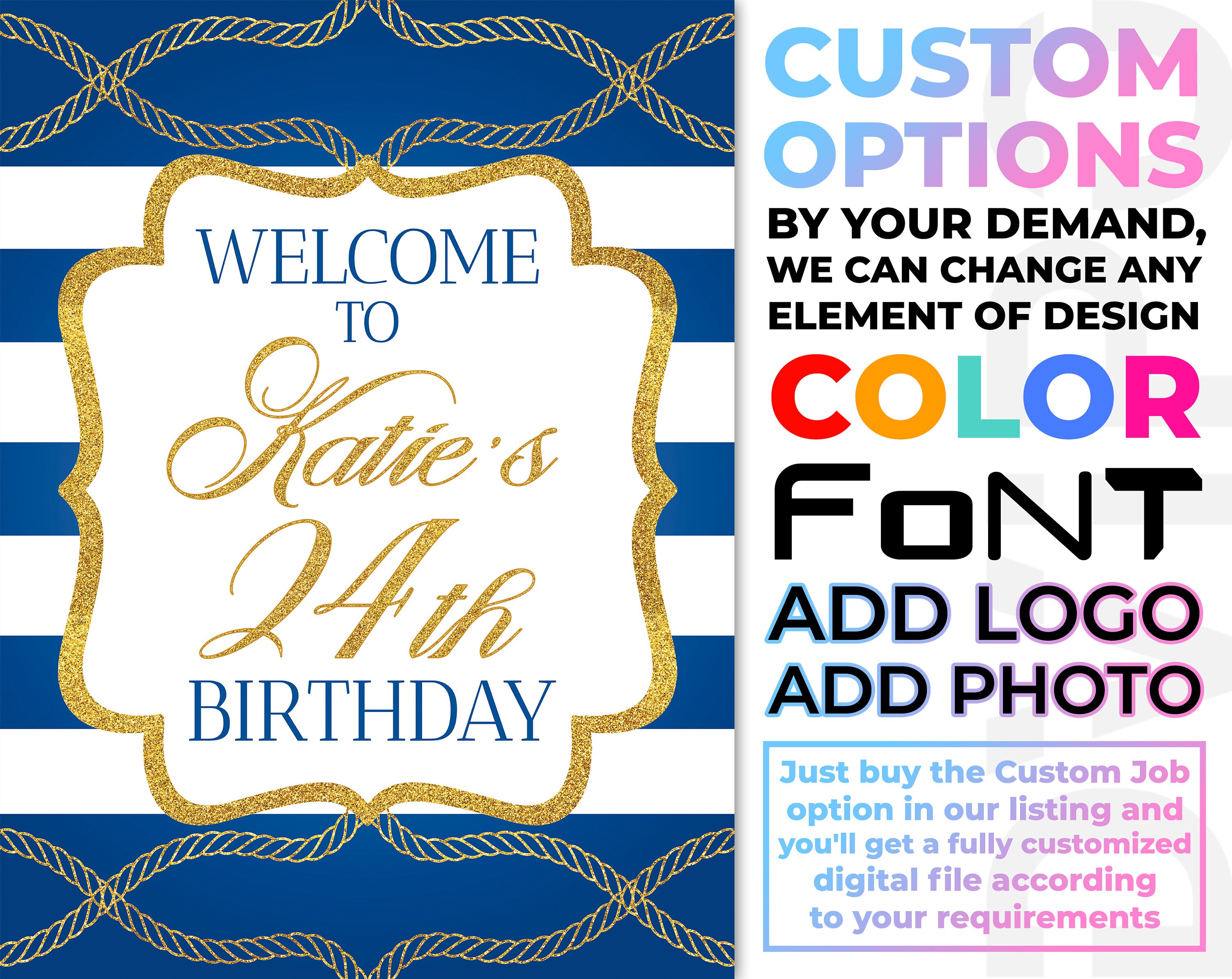 Nautical Sailor theme Birthday Party Poster Nautical Rope | Etsy