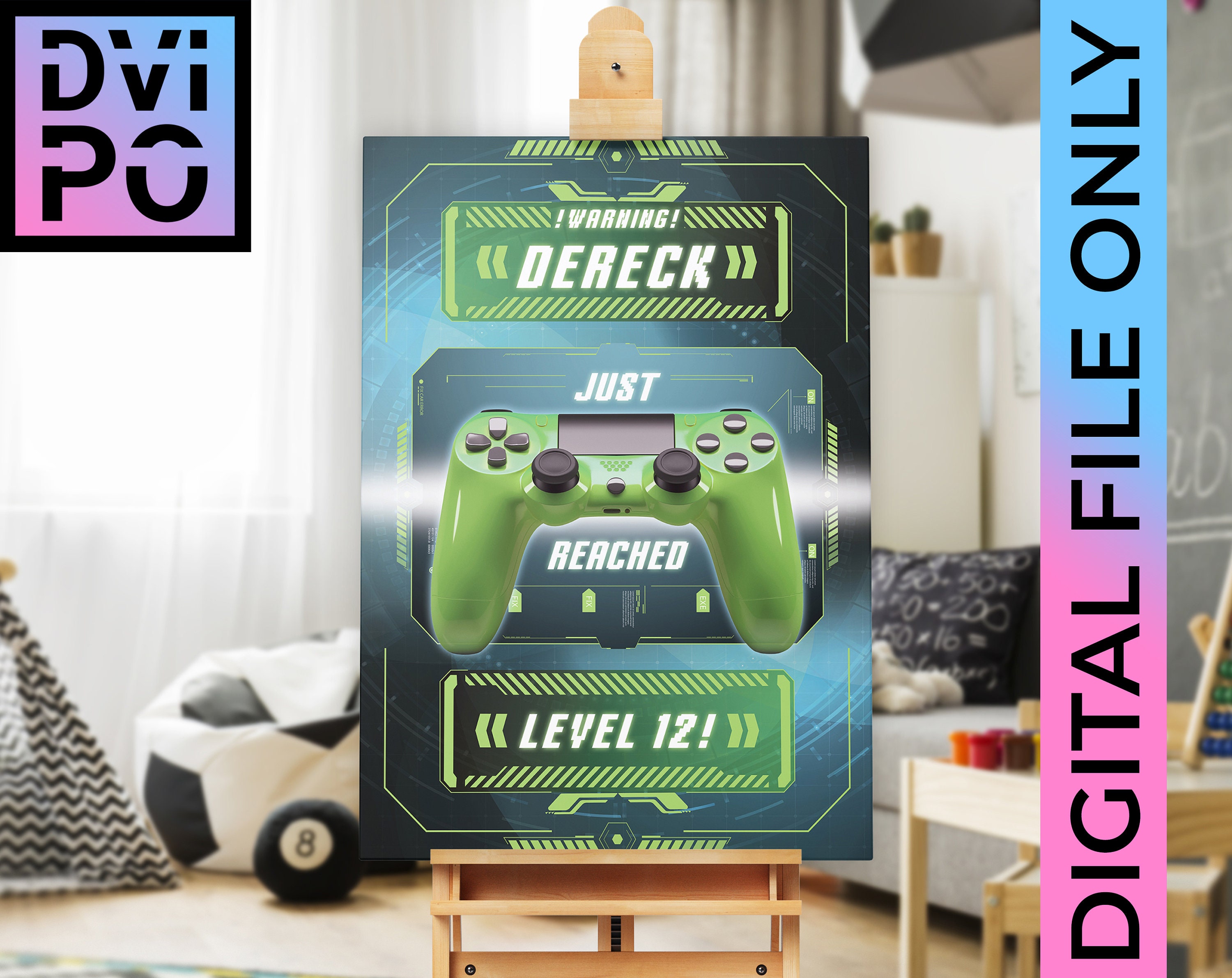 Laser Video Game Personalized Birthday Poster With Large Controller ...