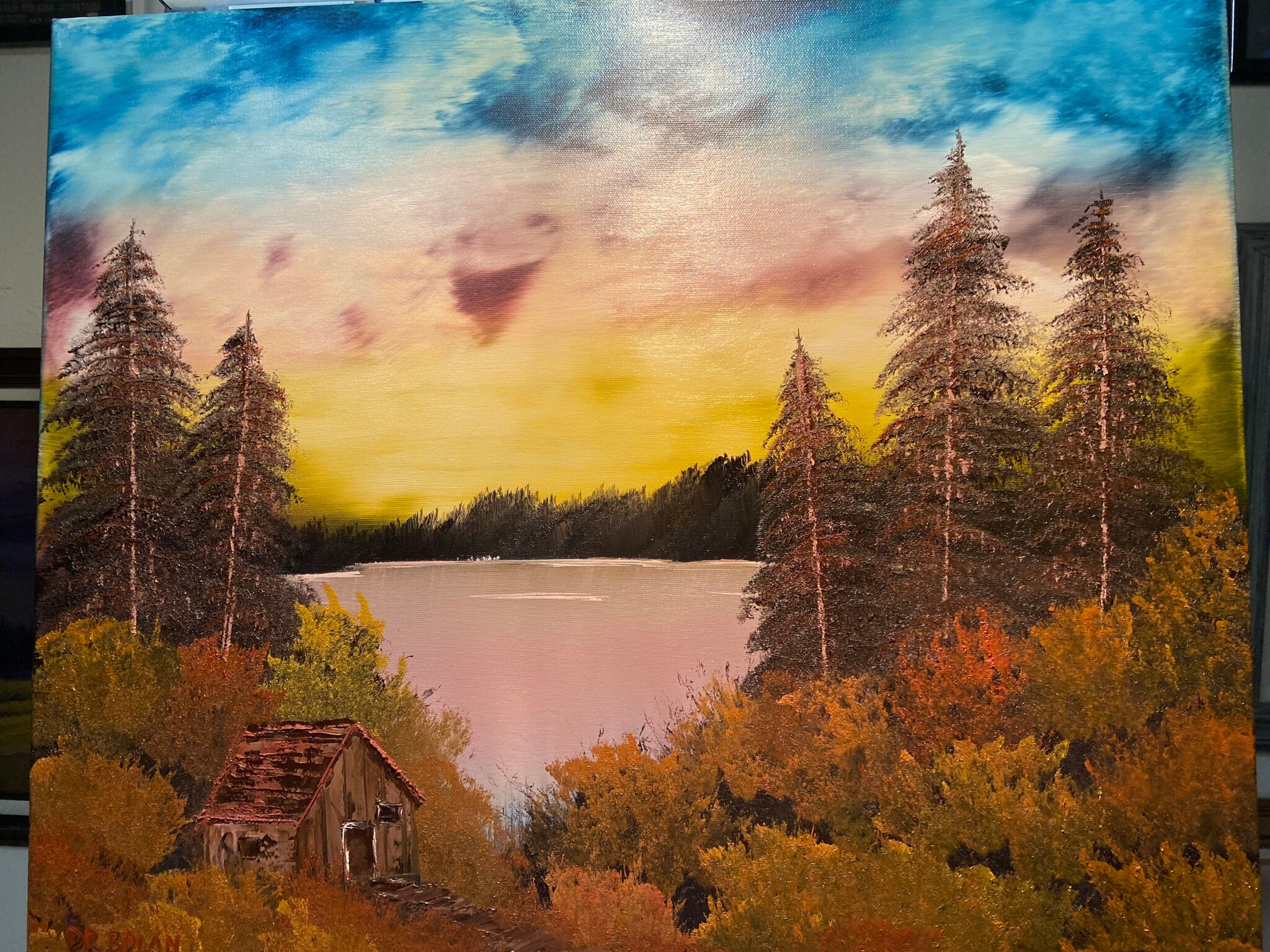 Cabin by the Lake at Sunset | Etsy