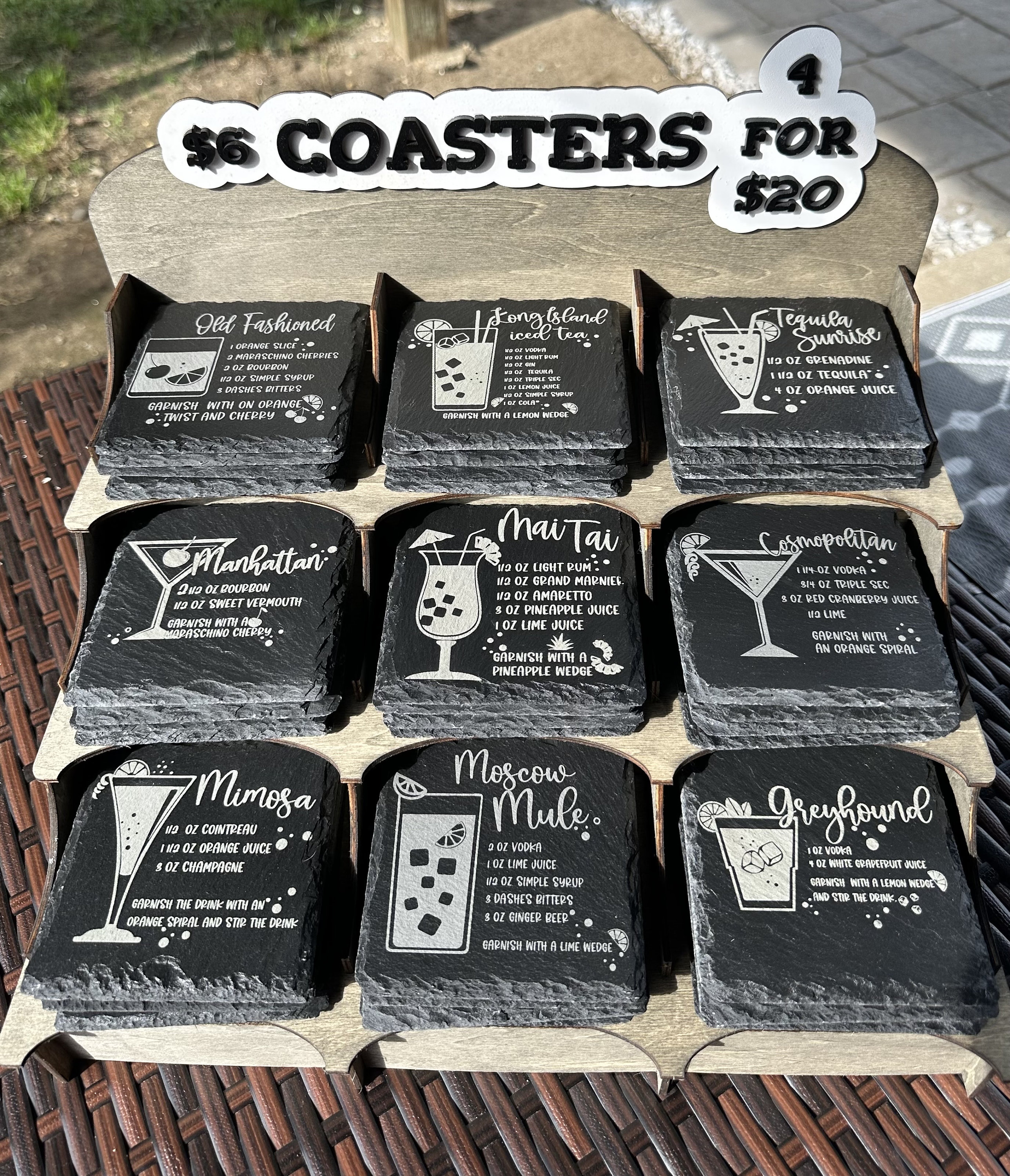 Cocktail Recipe Coasters (slate and Cork) - Etsy