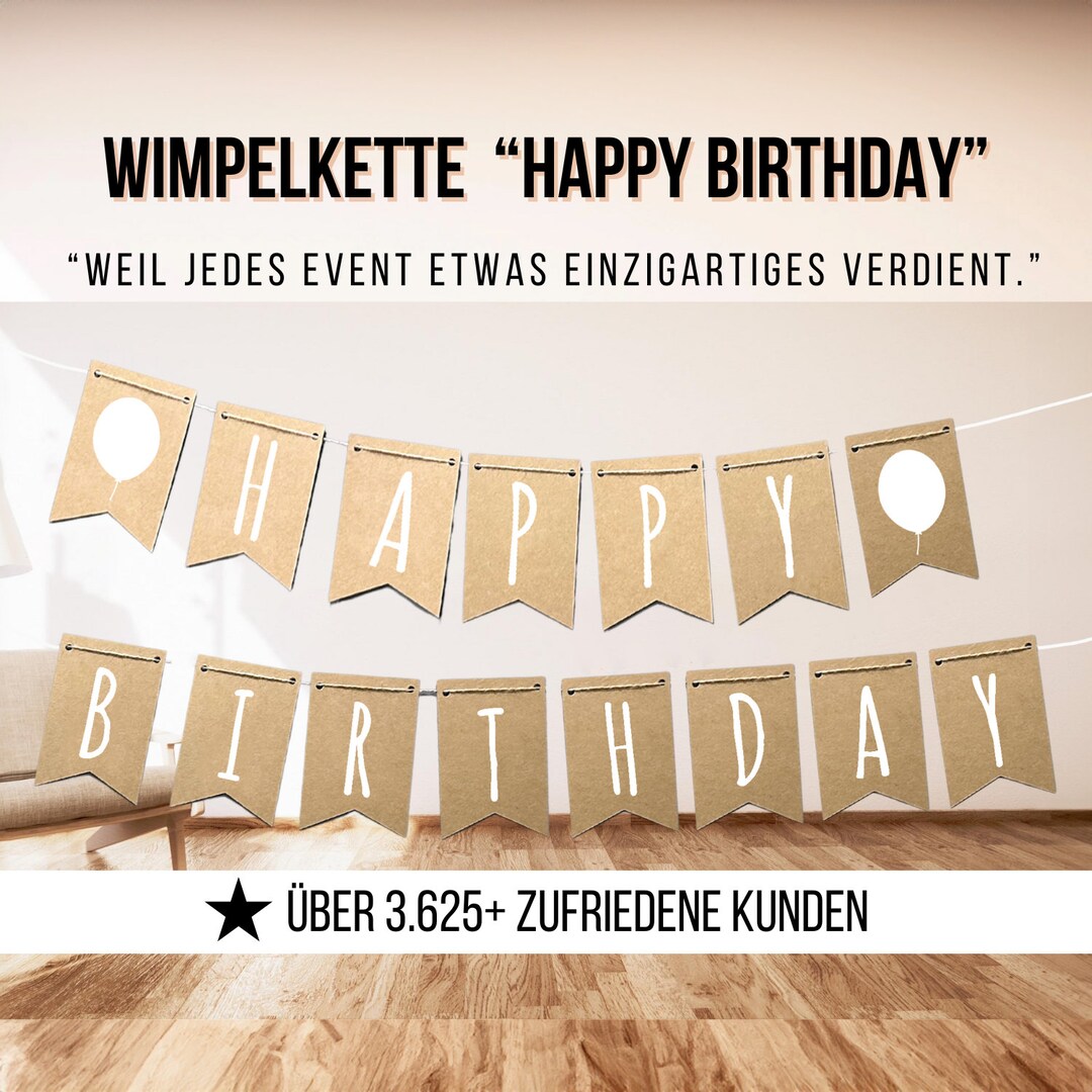 Happy Birthday Pennant Chain, Happy Birthday Lettering Garland ...