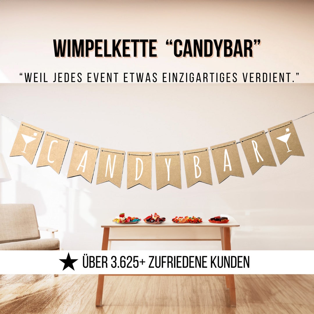 Candybar Pennant Chain, Candybar Lettering Garland Decoration Party Garland Made of Brown Kraft ...